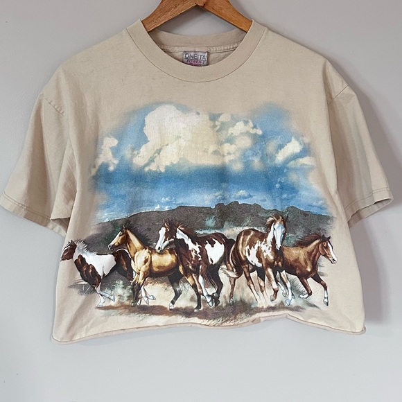 Oneita | Tops | Vintage Horse Graphic Crop Top | Poshmark